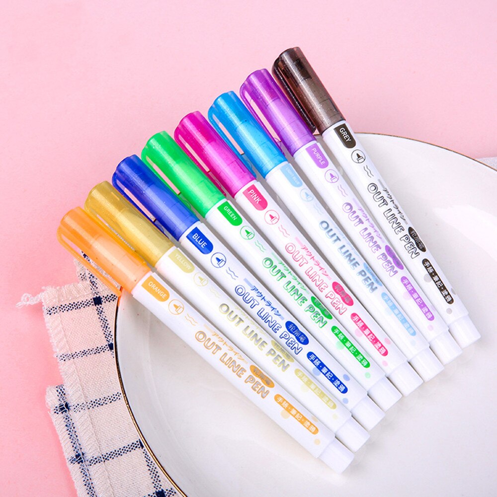 8PCS Marker Pen Art Set Double Lines Contour Pens ... – Grandado