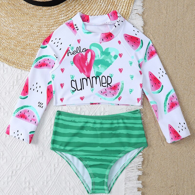 Summer Print Kids Swimwear for Girls Long Sleeves ... – Grandado