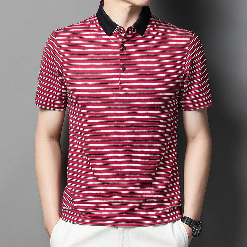 Heren Zomer Polo Shirts Gestreepte Korte Mouwen Tu... – Grandado