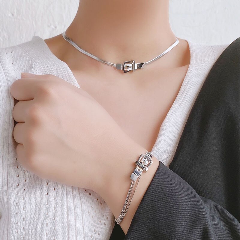 Classic Watch Buckle Shape Titanium Steel Choker N... – Grandado