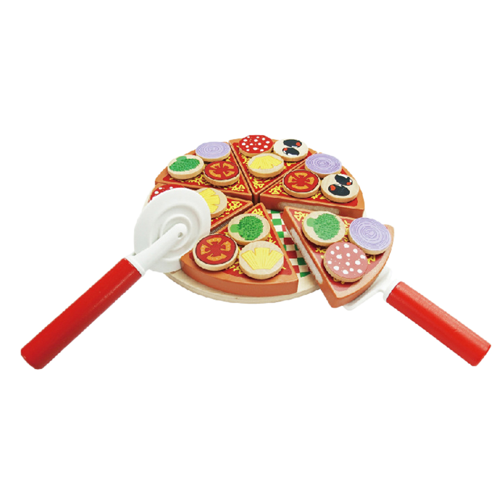 Children Kitchen Food Wooden Sticky Connected Pizz... – Grandado