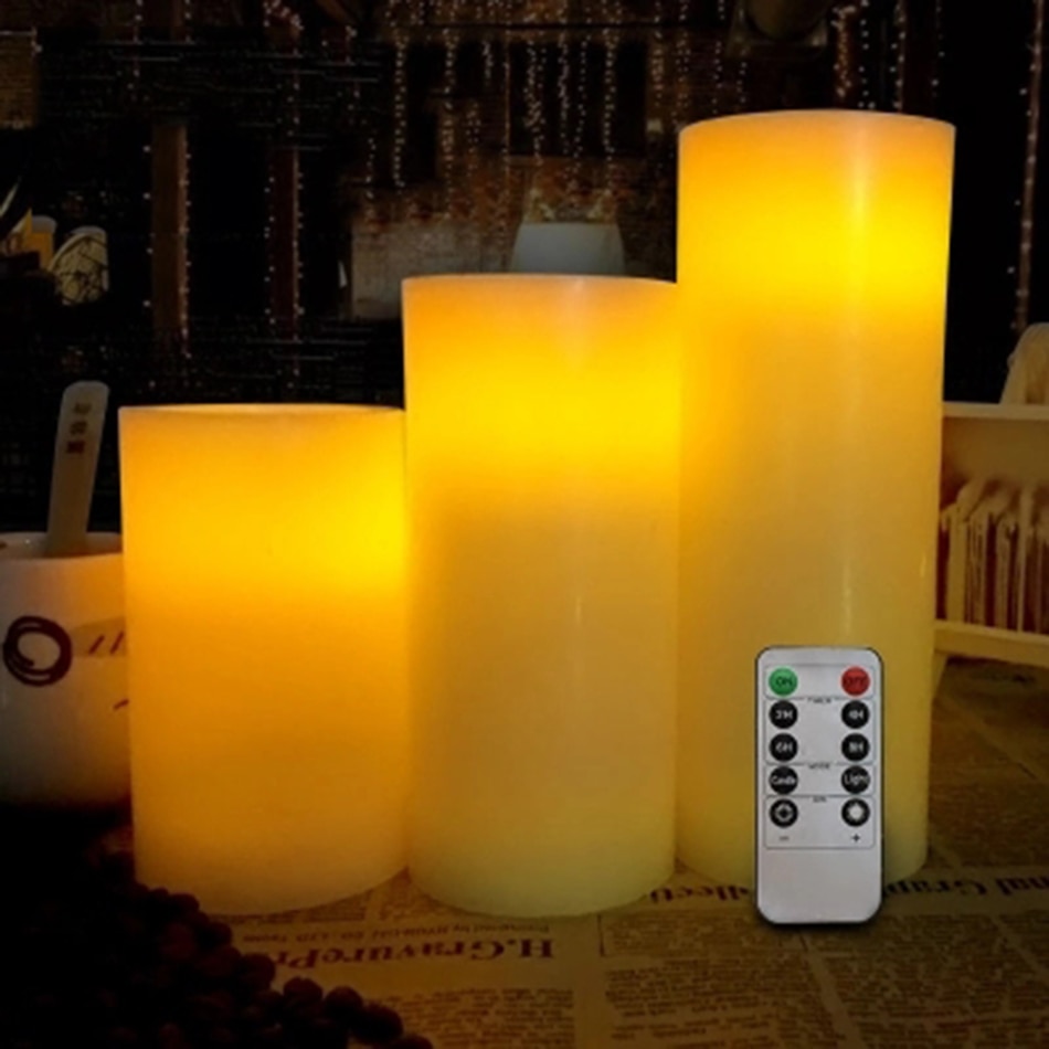 Timer remote cylinder led wax candle light for wed... – Vicedeal