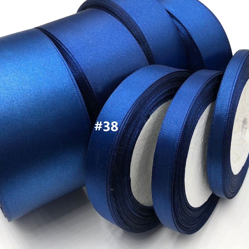 1 Roll Dark Blue 25 Yards 6mm - 50mm Silk Satin Ri... – Grandado