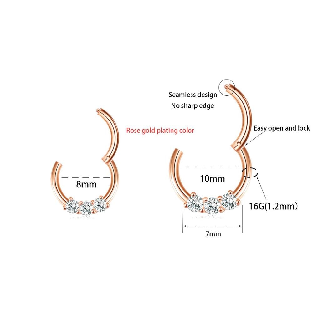 1PC Rose Gold Color Septum Rings G23 Titanium Open... – Grandado