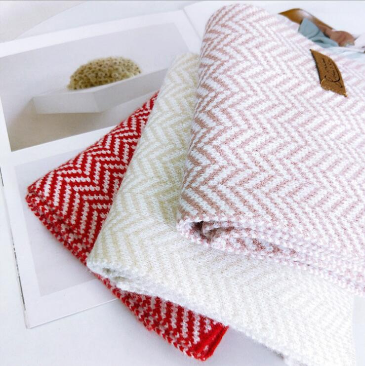 Women Solid Wave Cashmere Scarves Lady Winter Thic... – Grandado
