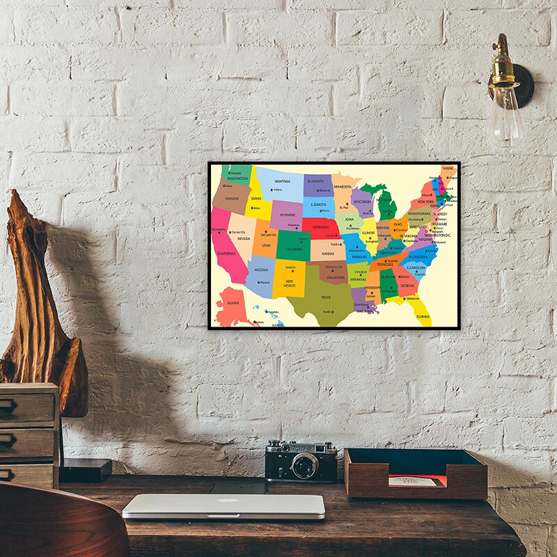 84*59cm The Administrative Map of USA Wall Art Pos... – Grandado