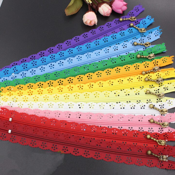 25cm random color 20pcs/lot zippers lace nylon fin... – Grandado