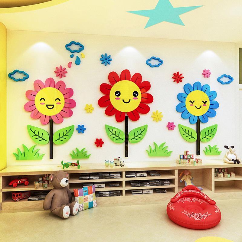 Flower Pattern Wall Stickers Lovely Cartoon Sticke... – Grandado
