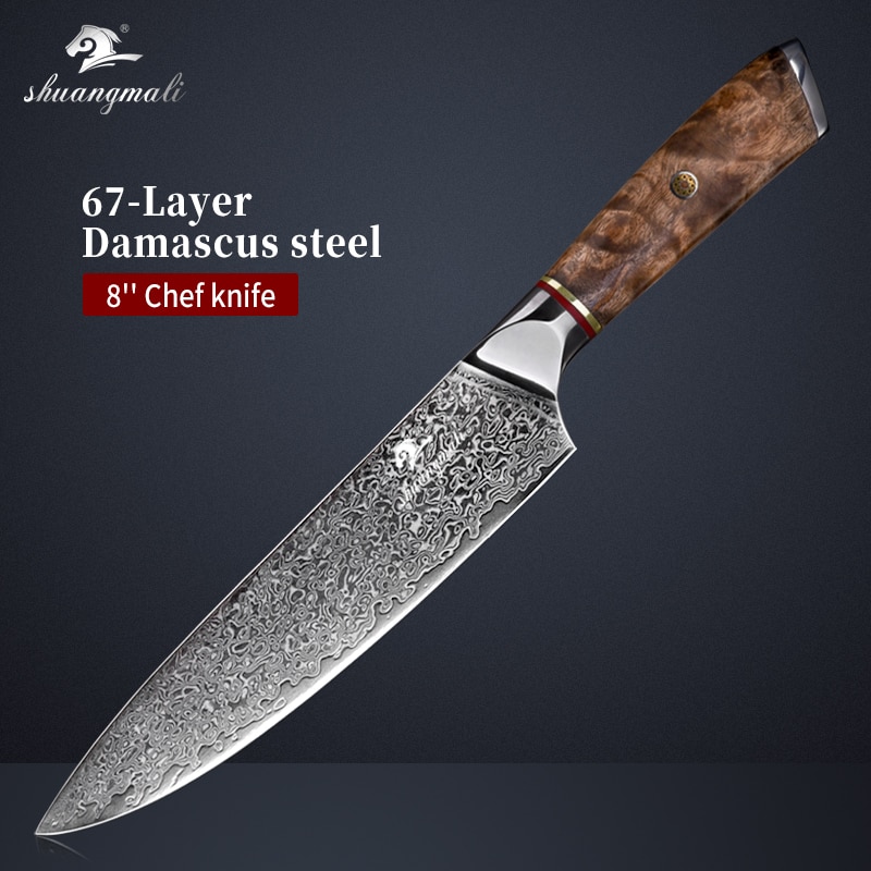 Shuangmali 8 Inch Damascus Chef Messen VG10 Core S... – Grandado