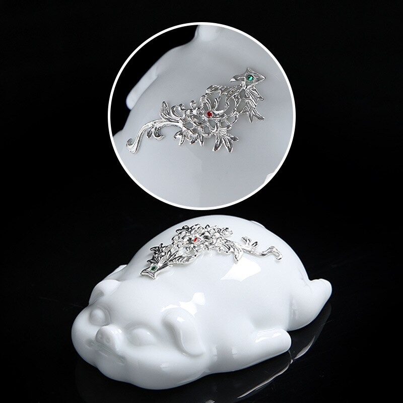lovely lucky pig tea pet ornaments white porcelain... – Grandado