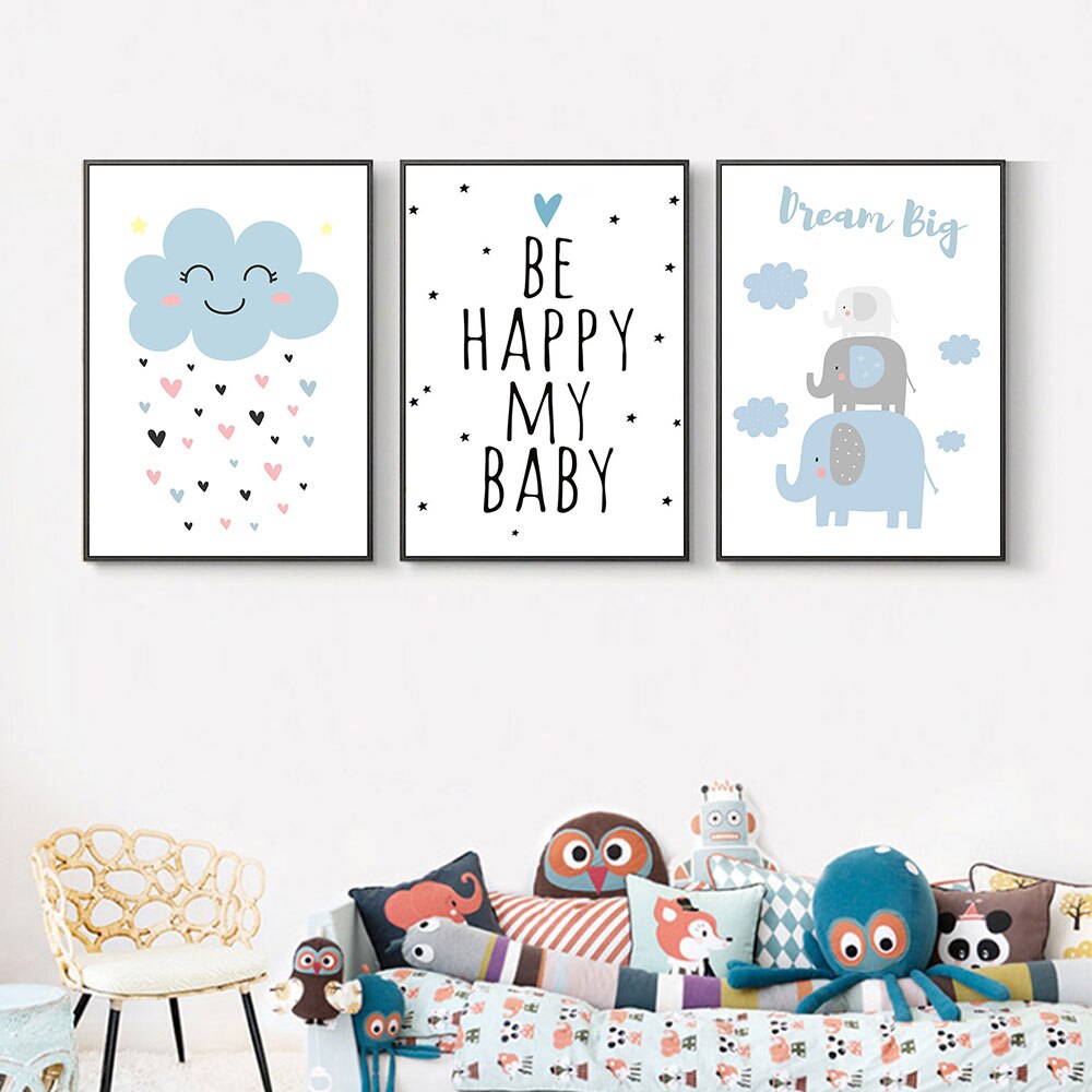 Canvas Schilderij Wolken Nursery Print Baby Poster... – Grandado