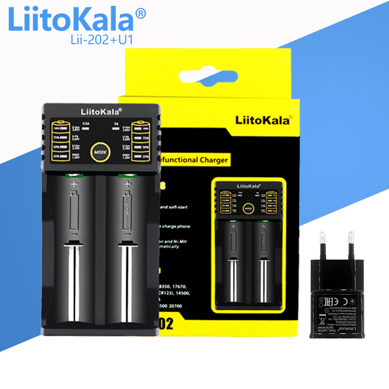 LiitoKala Lii-202 Battery Charger for 18650, 21700... – Grandado