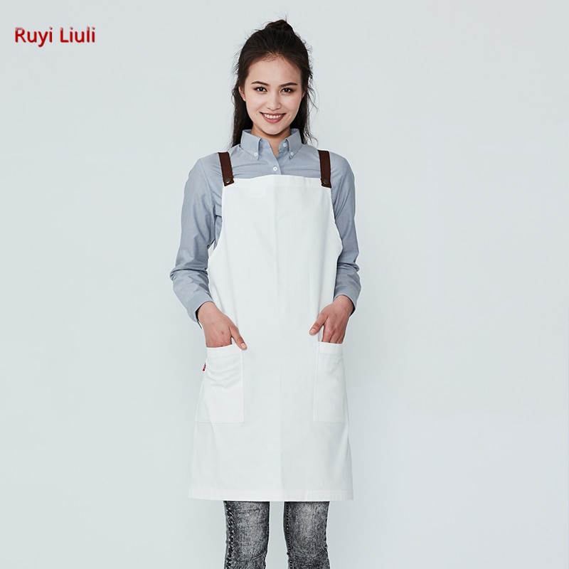 Witte denim schort restaurant keuken bib chef en b... – Grandado