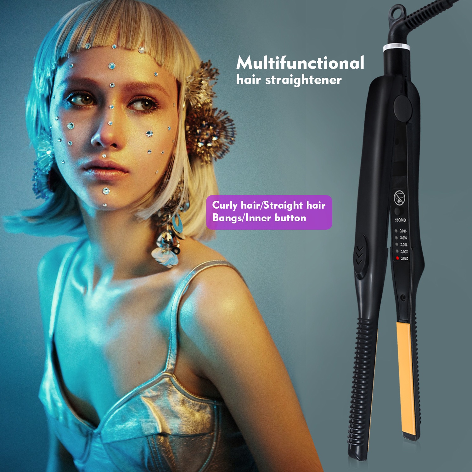 2 In 1 Stijltang Curler Korte Haar Mini Haar Recht... – Grandado