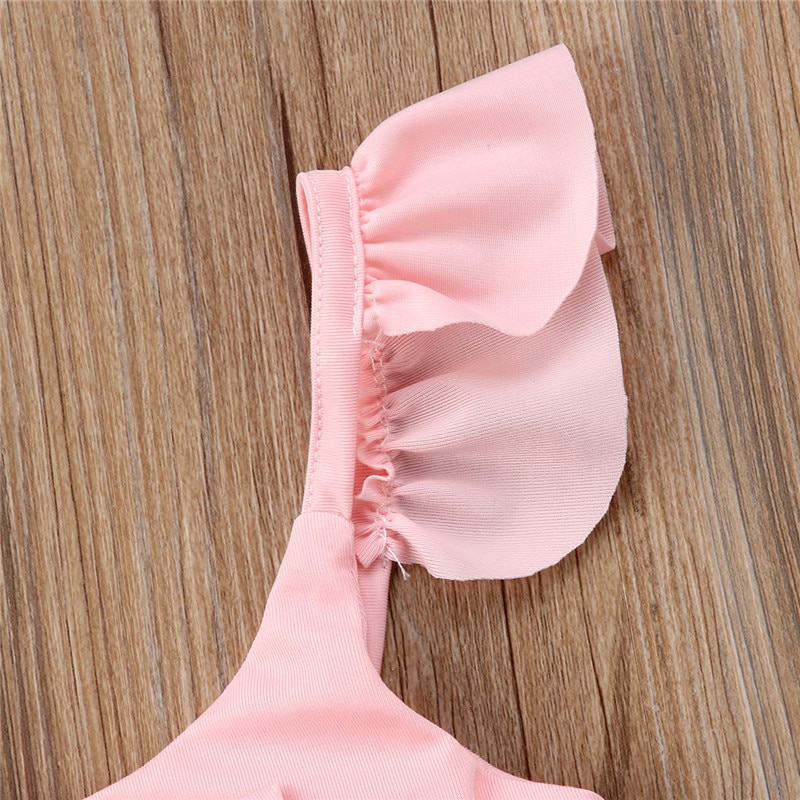 girls pink beachwear bikinis one piece lovely kids... – Vicedeal