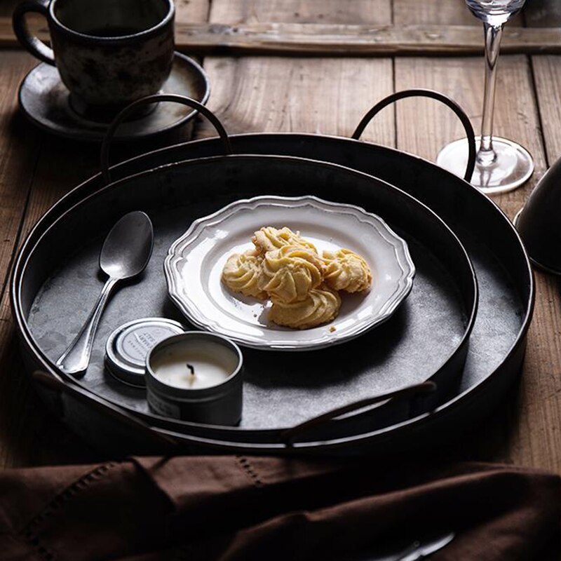 European Retro Round Iron Plate with Handle Handcr... – Grandado