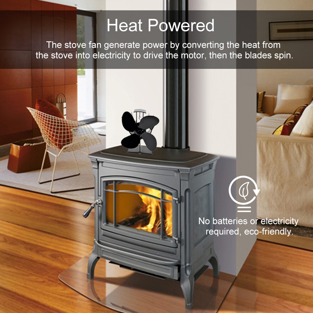 4-Blade Heat Powered Stove Fan Thermodynamic Firep... – Grandado
