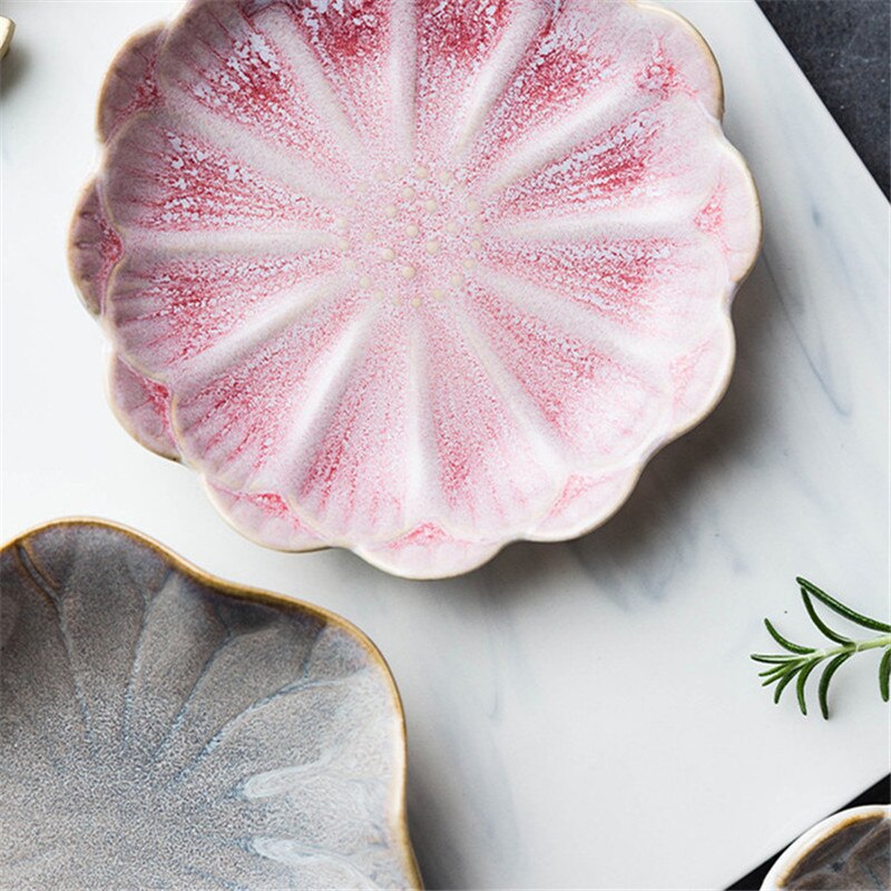 Japanese Style Ceramic Kiln Glaze Flower Type Dish... – Vicedeal