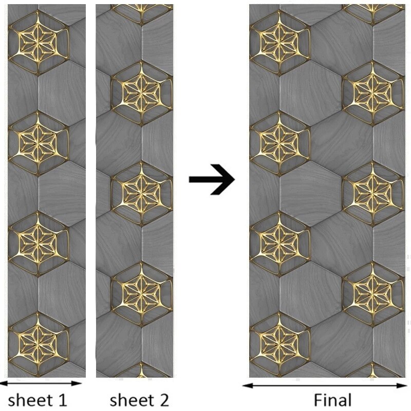 3D Wall Door Sticker Modern Stereo Golden Abstract... – Vicedeal