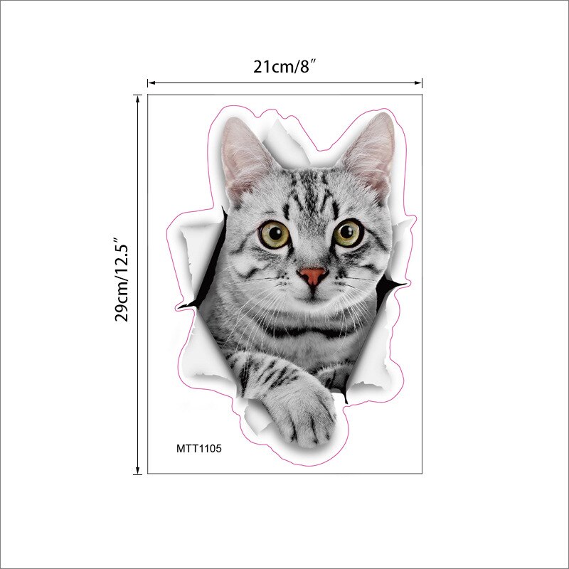 3D Cat Dog Vivid Smashed Switch Wall Sticker Bathr... – Vicedeal
