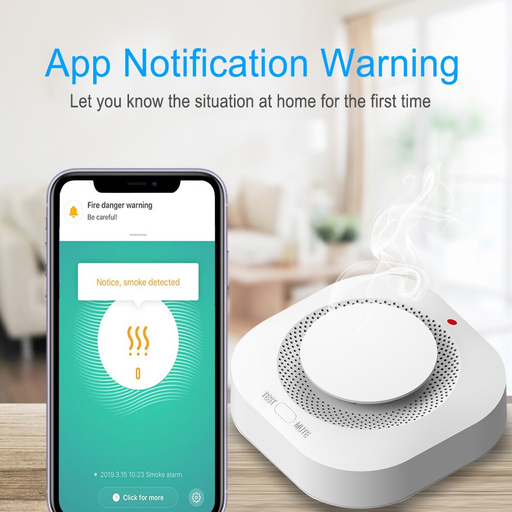 Tuya Wifi Smoke Detector Sensor 90DB Alarm Fire Sm... – Vicedeal