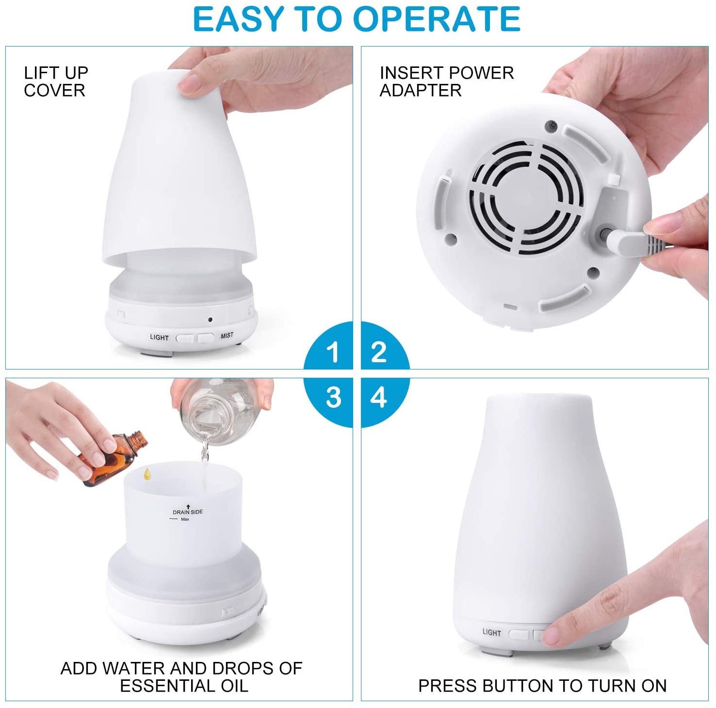 100ml Aroma Essential Oil Diffuser Ultrasonic Air ... – Grandado