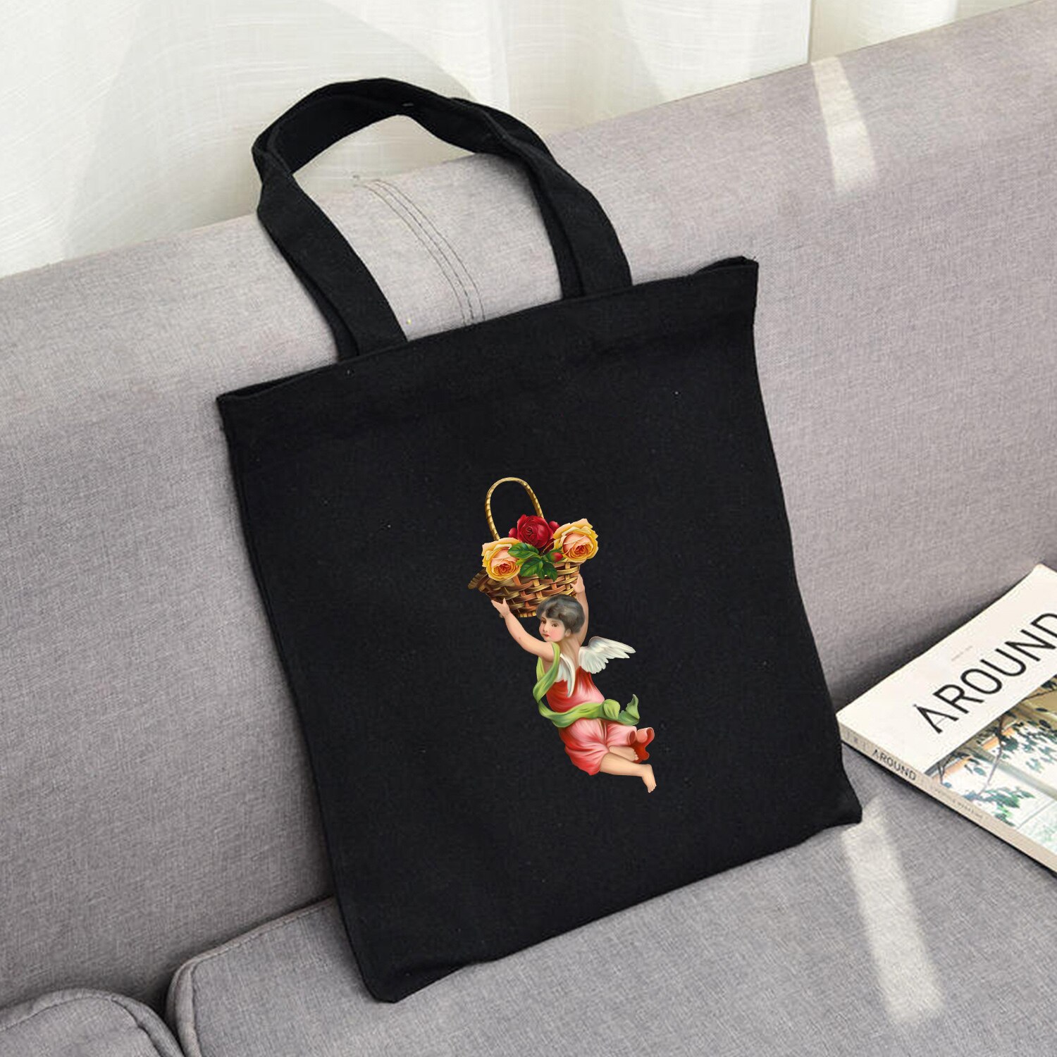 Greek Angel Cartoon Print Shoulder Canvas Bags Gir... – Vicedeal