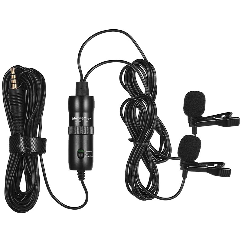 Acemic mm2 dual head lavalier mikrofon mic lapel-... – Grandado