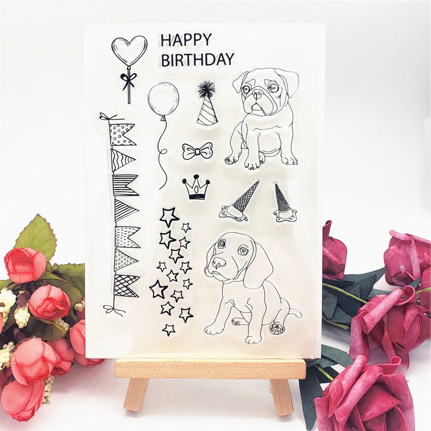 Dogs Happy Birthday Clear Rubber Stamps for DIY Sc... – Vicedeal