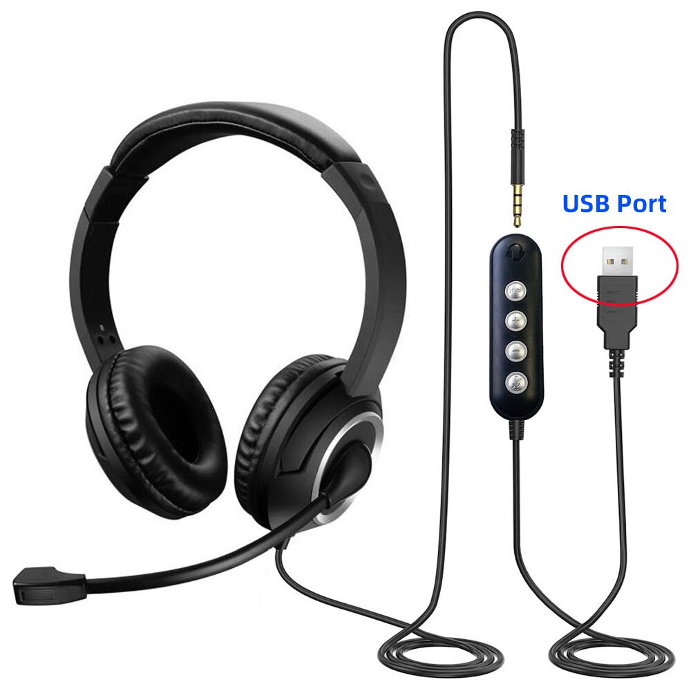 Mpow U10 USB 3.5mm Wired Headset with Noise Cancel... – Grandado