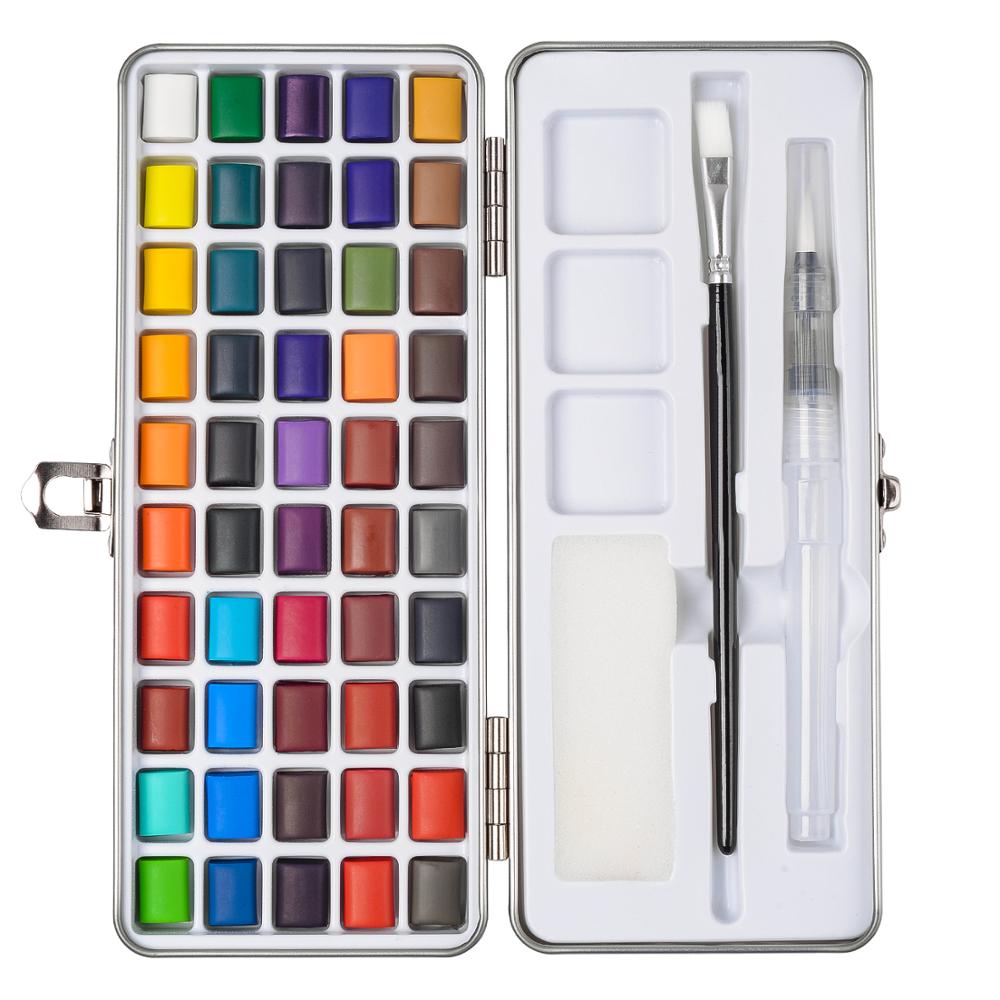 50 Color Solid Pigment Watercolor Paint Set Contai... – Grandado