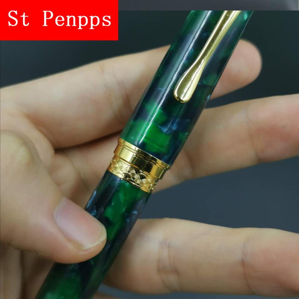 Custom Celluloid Fountain Pen Green Ink Pen Medium... – Vicedeal