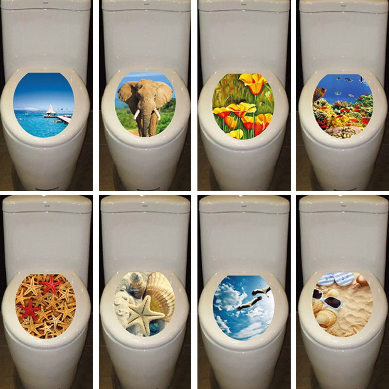 DIY Mural Bathroom Decor 3D Toilet Seat Wall Stick... – Grandado