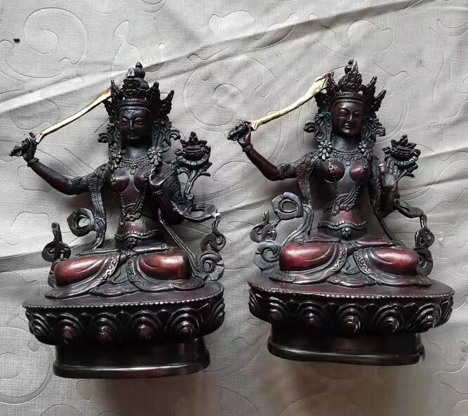 15cm Old Tibet Buddhism Bronze Manjushri Bodhisatt... – Vicedeal