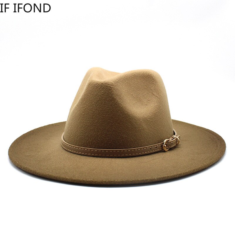 British Style winter wool Wide Brim fedoras cap me... – Grandado