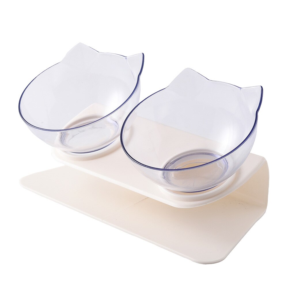 Non-slip PC Plastic Cat Bowl Double Bowls With Rai... – Grandado