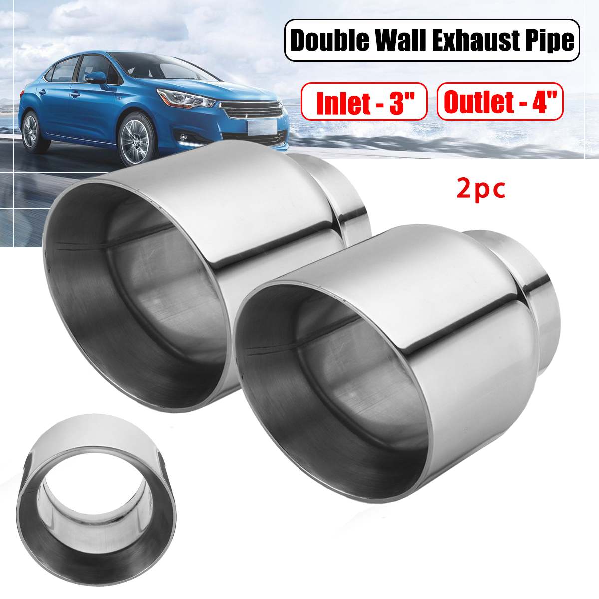76Mm-101Mm Universele Auto Dual Wall Uitlaatdemper... – Grandado