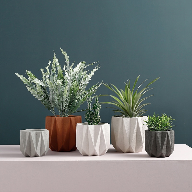 Geometry Shape Cement Flower Pot Plant Pot Nordic ... – Grandado
