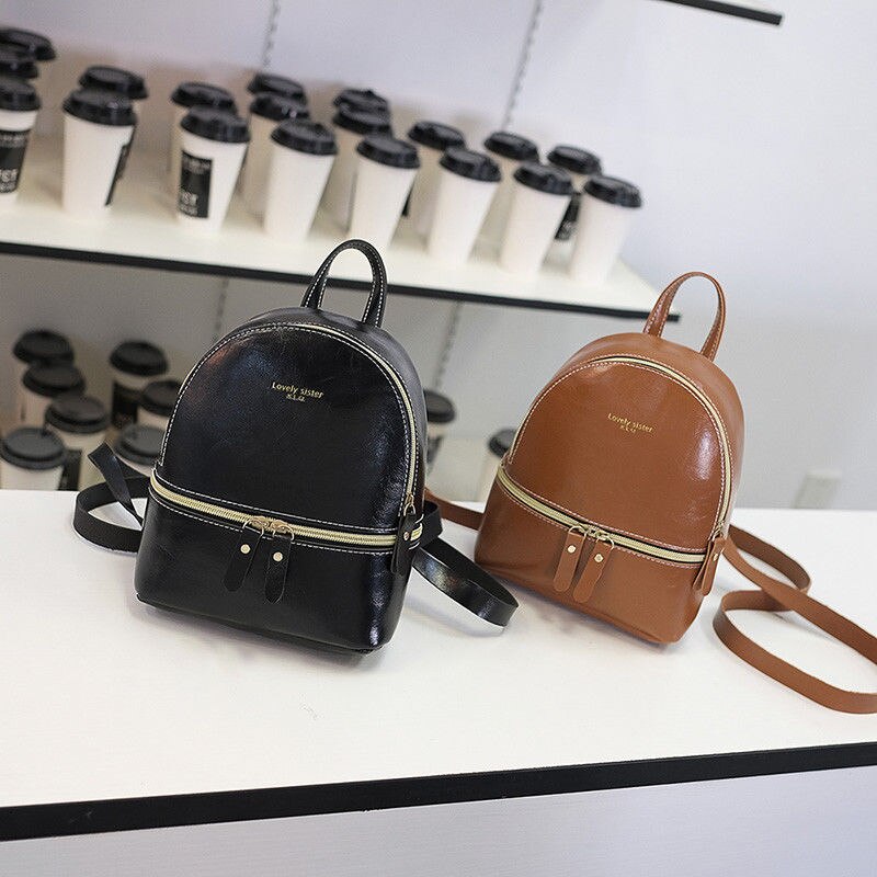 Women PU Leather Zipper Backpacks Mini Travel Scho... – Grandado
