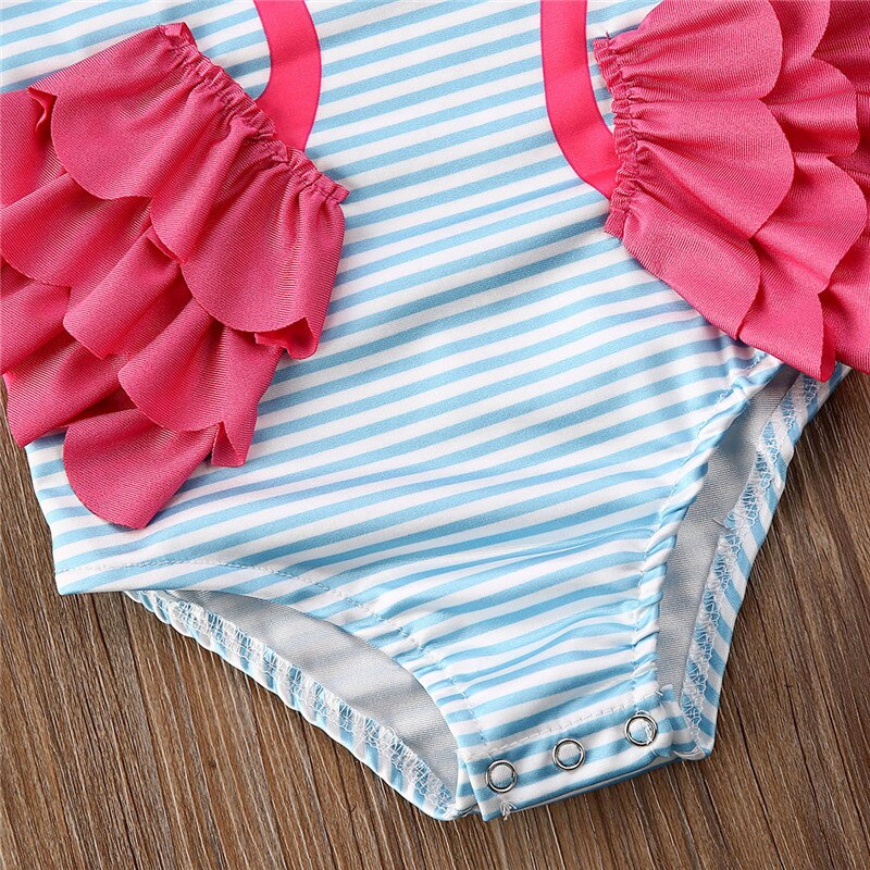 1-4 Years Kid Baby Girls Swimsuits Flamingo Stripe... – Grandado