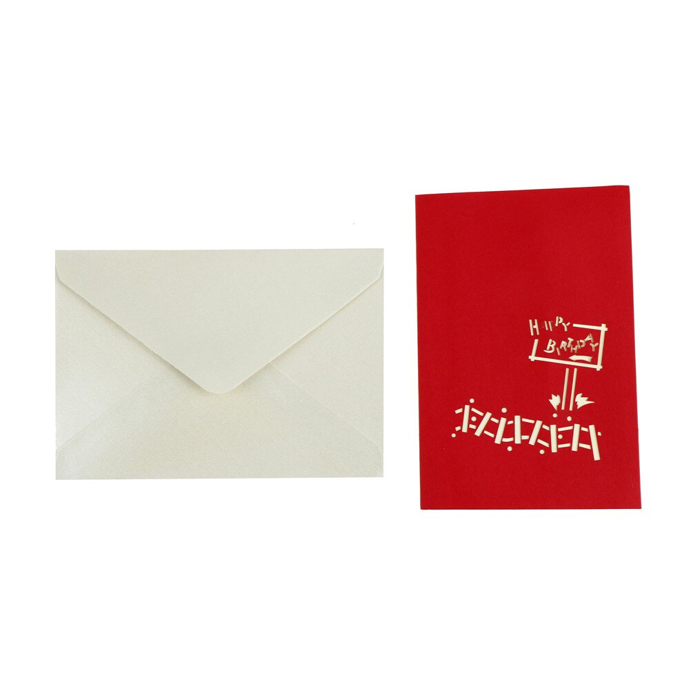 Pop Up Red 3D Cut Train Paper Greeting Card Postca... – Grandado