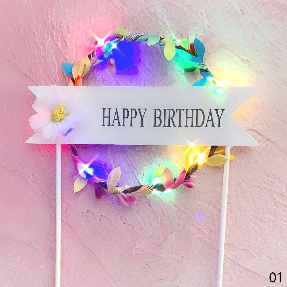 Golden Silvery Happy Birthday Cake Topper With LED... – Grandado