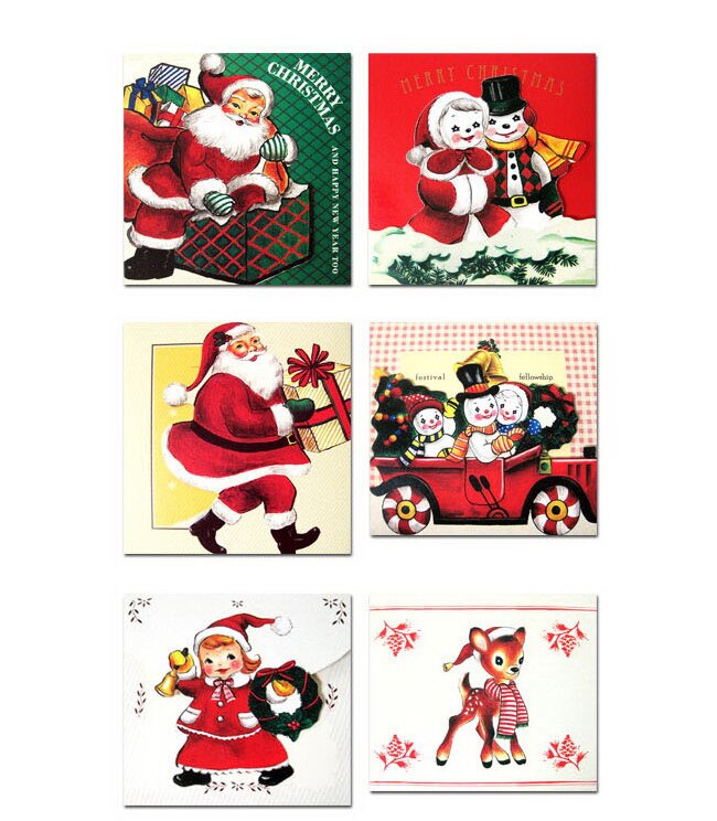 6 Pcs/set Christmas Card Merry Christmas Small Gre... – Grandado