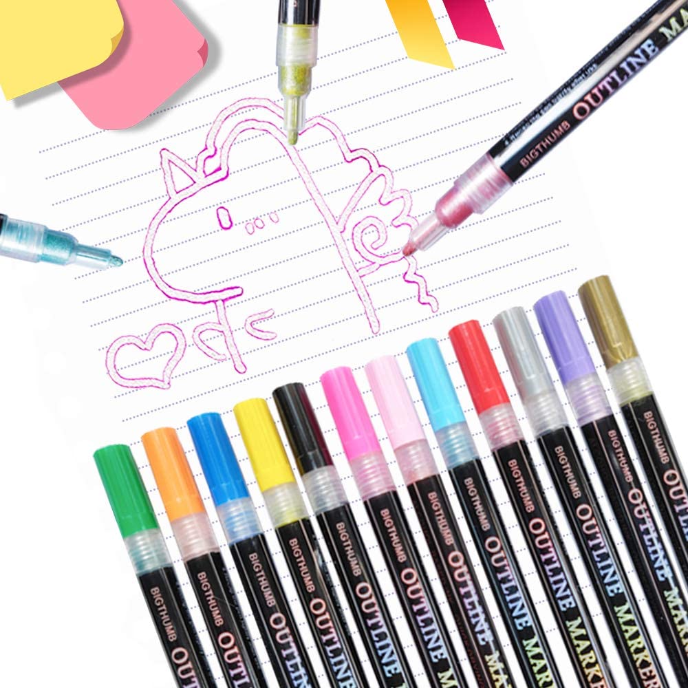 24 colors Double line markers Super squiggles shim... – Vicedeal