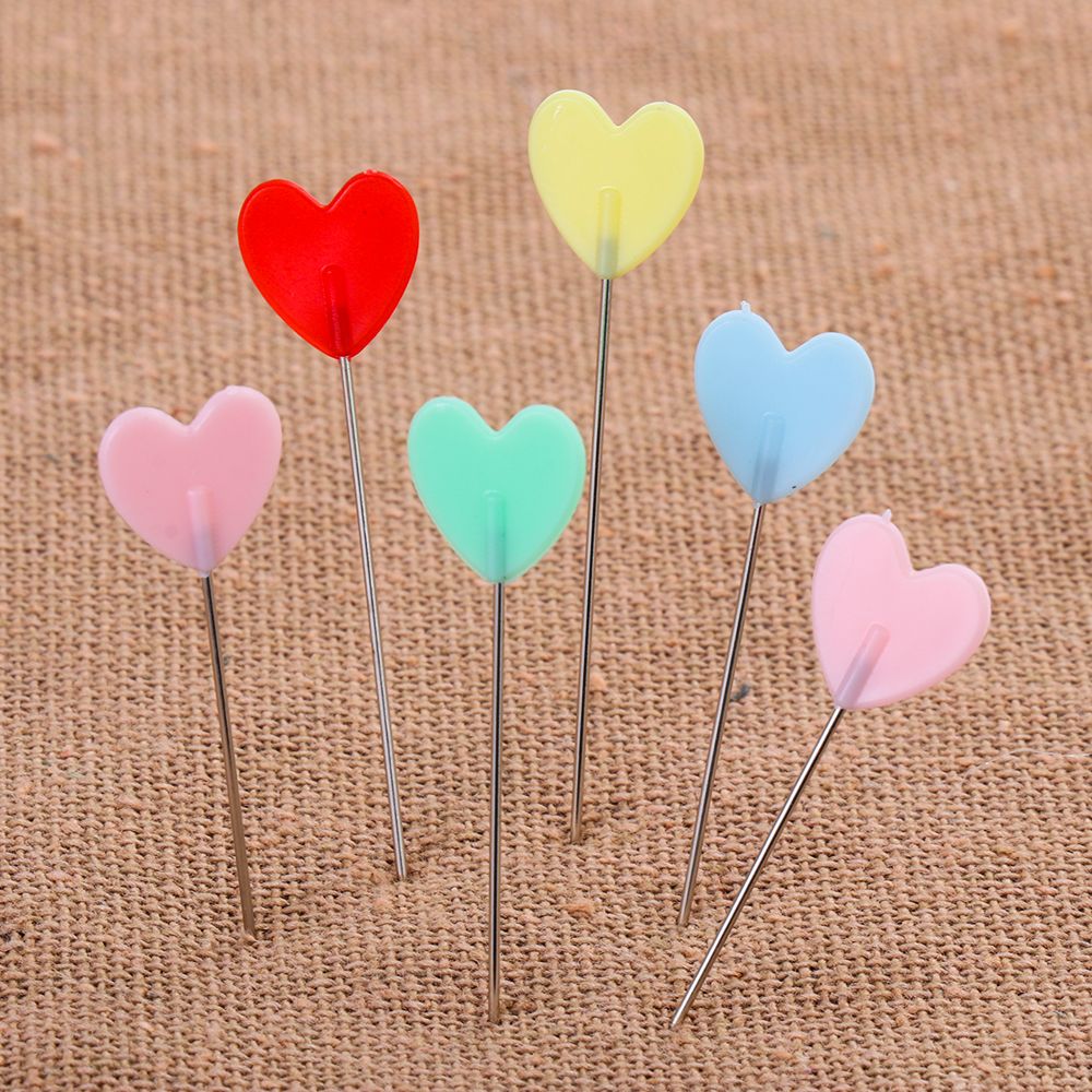 100PCS/Box Love Heart Patchwork Pins Needles Flowe... – Grandado