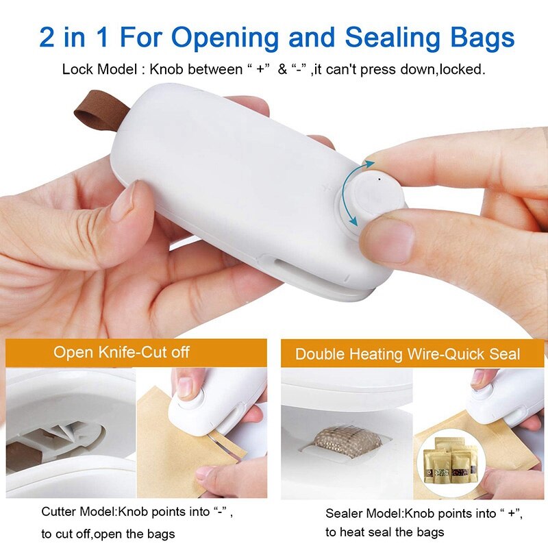Chip Bag Sealer Heat Seal,2 in 1 Mini Portable Cut... – Vicedeal