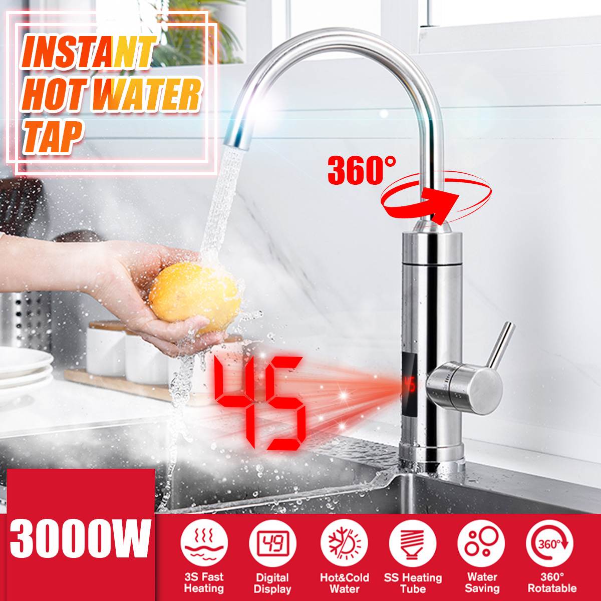 3000W 220V Elektrische Boiler Kraan Instant Kachel... – Vicedeal