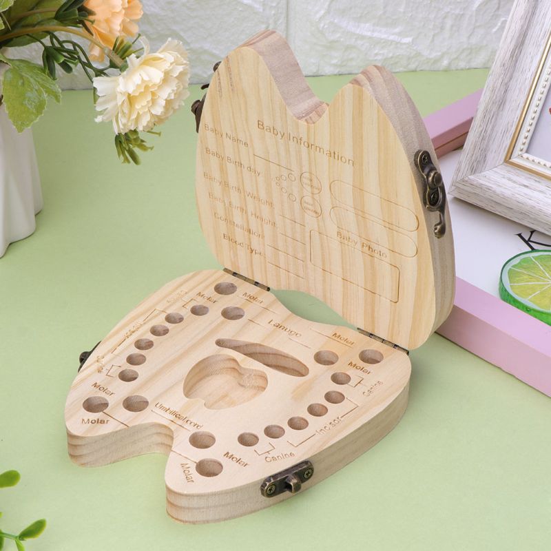 Baby Tooth Box Wooden Milk Teeth Organizer Storage... – Vicedeal