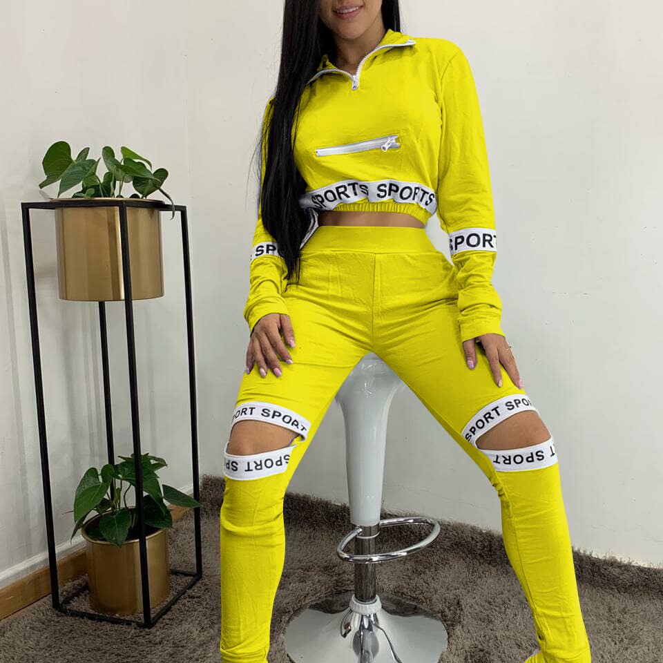 CM.YAYA Active Wear Sports Letter Cut Out Women's ... – Vicedeal