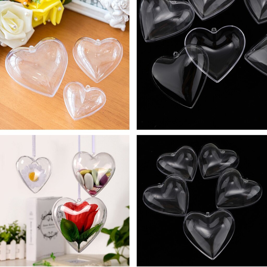 10 Pack Clear Plastic Fillable Hearts Shape Ball C... – Vicedeal